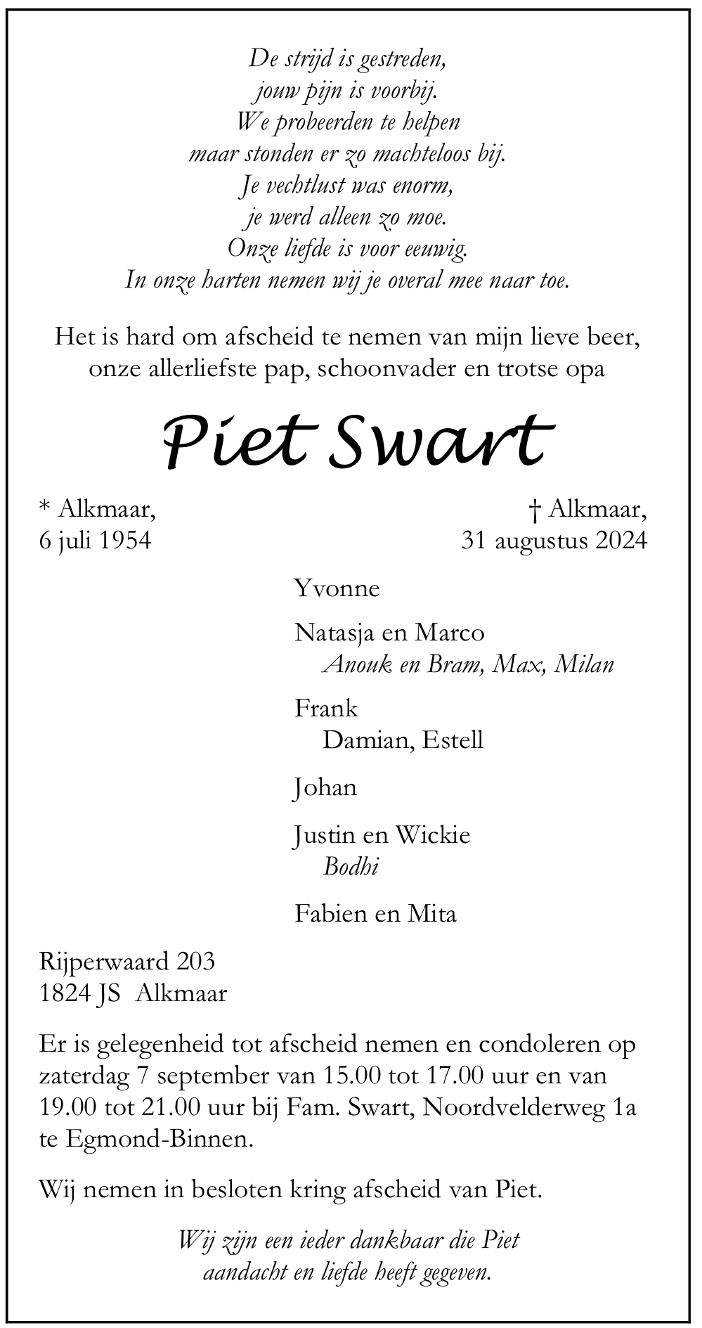 Oud Sint Adelbert voorzitter Piet “Rus“ Swart overleden | VV Egmond
